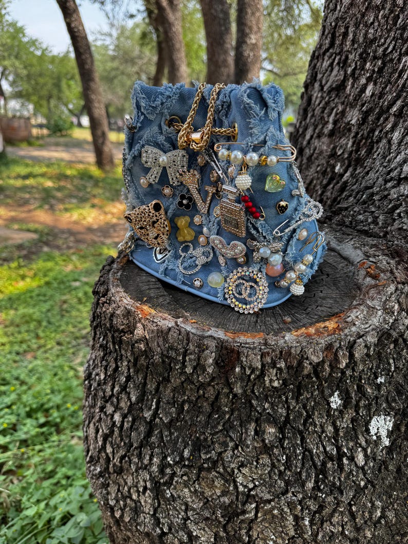 Jeweled Denim Purse/ Gem Purse - Etsy