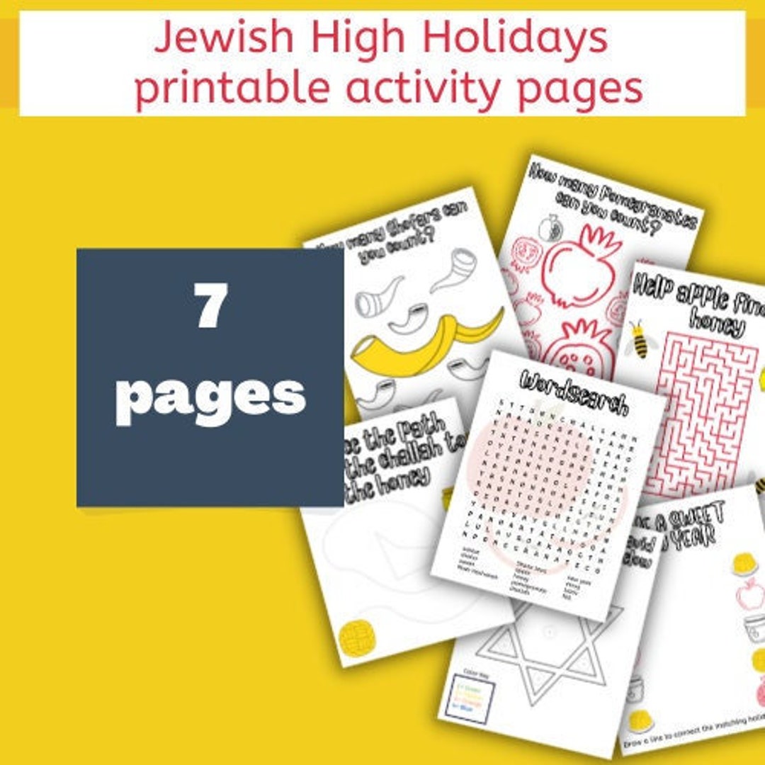 Jewish High Holidays Printable Activity Pages! Fun Activity for the ...