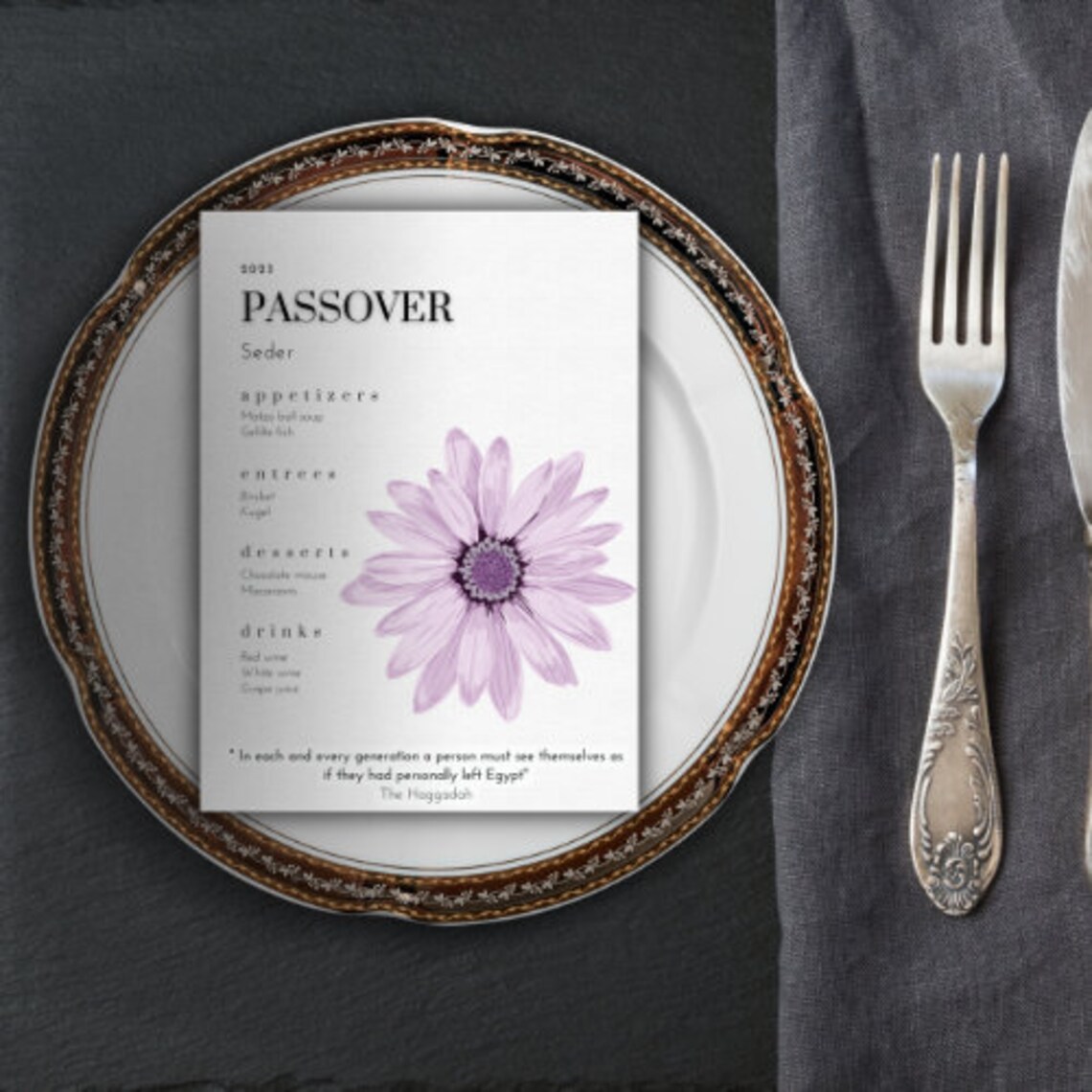 Printable Passover Seder Menu Template, Passover Menu, Modern Passover ...