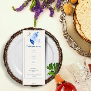 Printable Passover Seder Menu Template, Modern Passover Dinner Menu ...