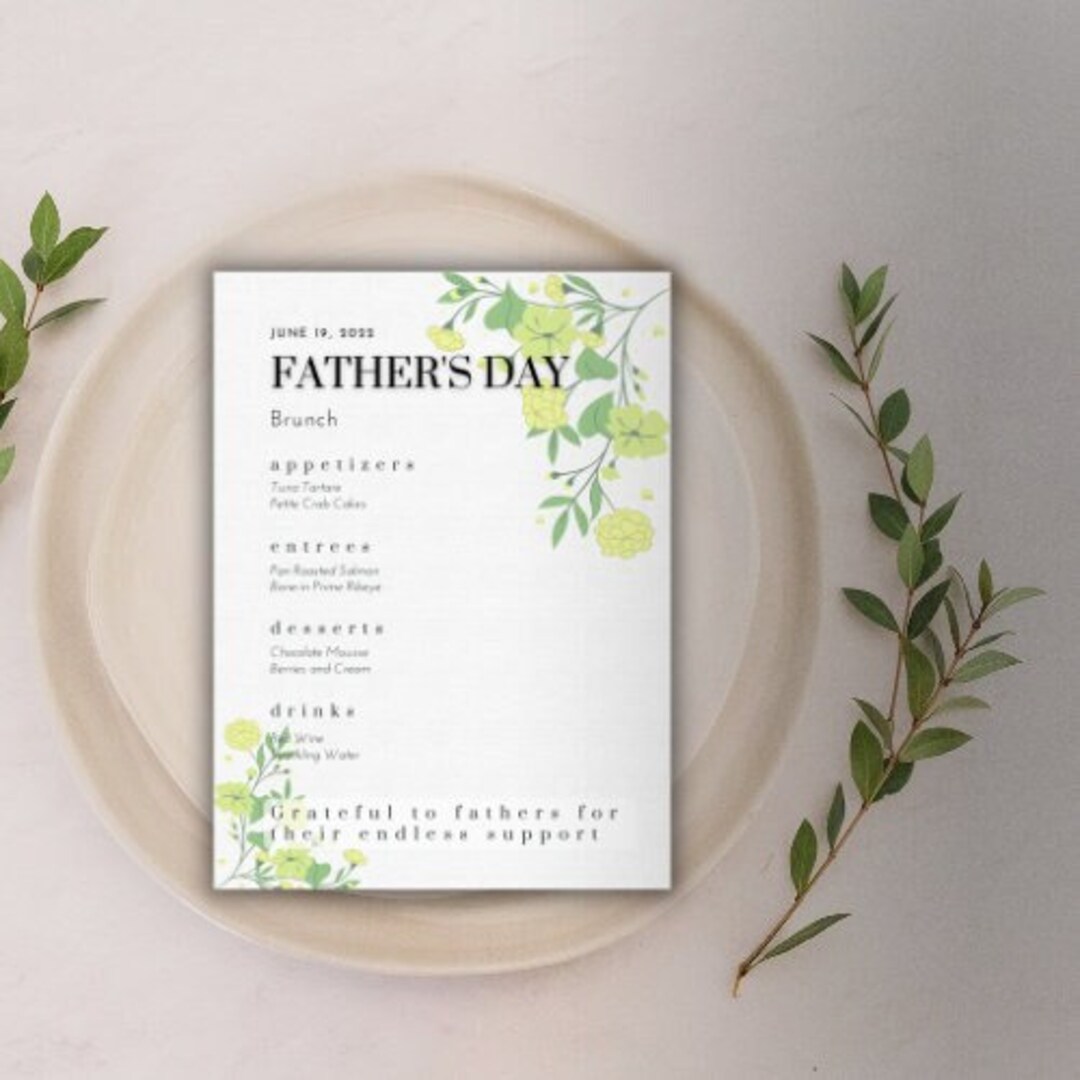 Father's Day Menu Template. Father's Day Brunch Menu - Etsy