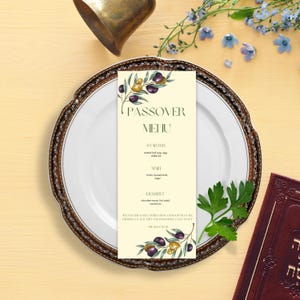 Printable Passover Seder Menu Template, Olive Branch Passover Dinner ...