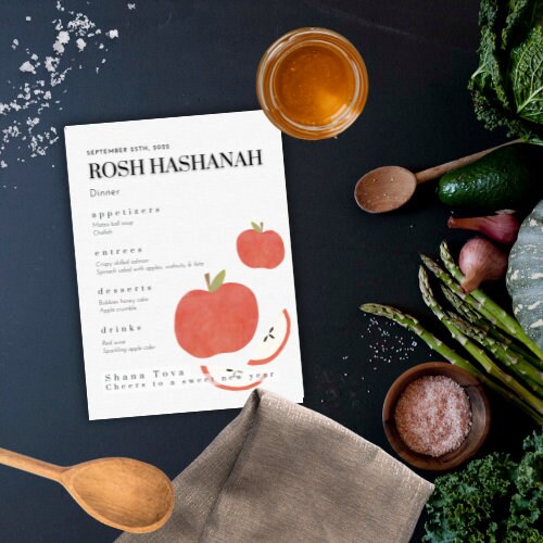 Rosh Hashanah Menu Template. Jewish High Holiday Menu Template. Rosh ...