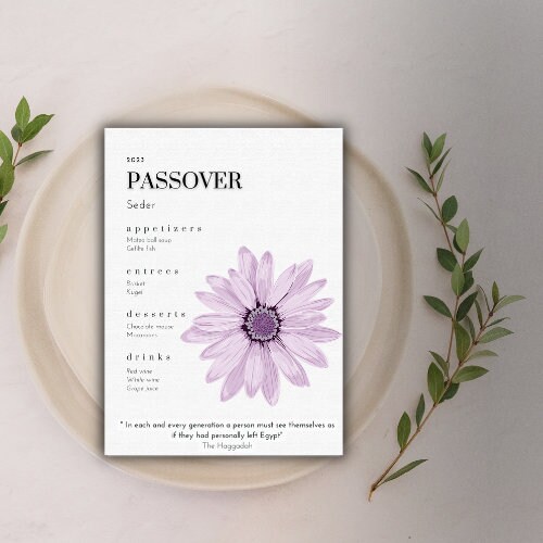 Printable Passover Seder Menu Template, Passover Menu, Modern Passover ...