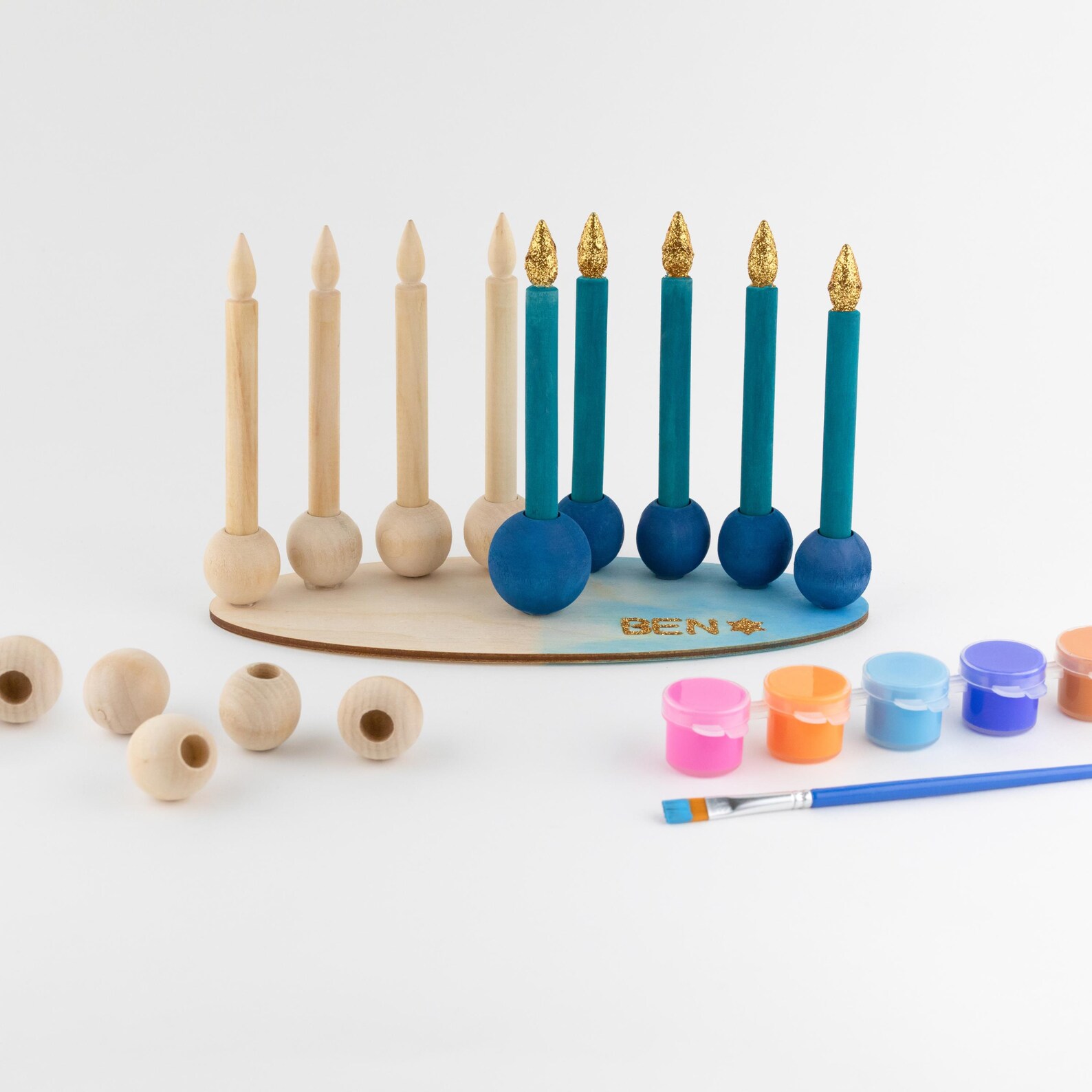 DIY Hanukkah Craft Kit. Kids Play Menorah. Wooden Menorah for Hanukkah ...