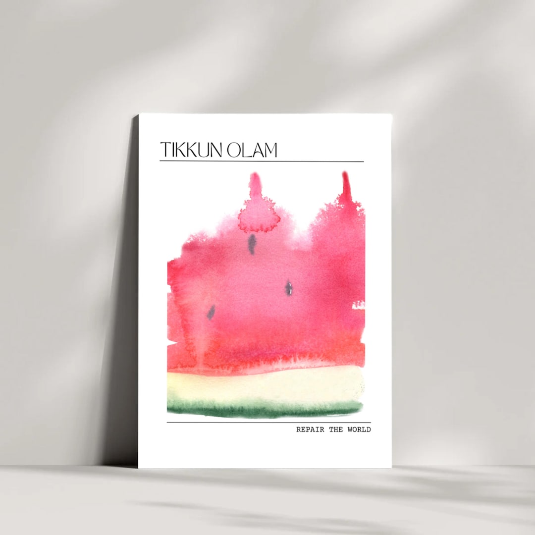 Tikkun Olam Printable Watermelon Art Poster |jewish Wall Art Digital ...
