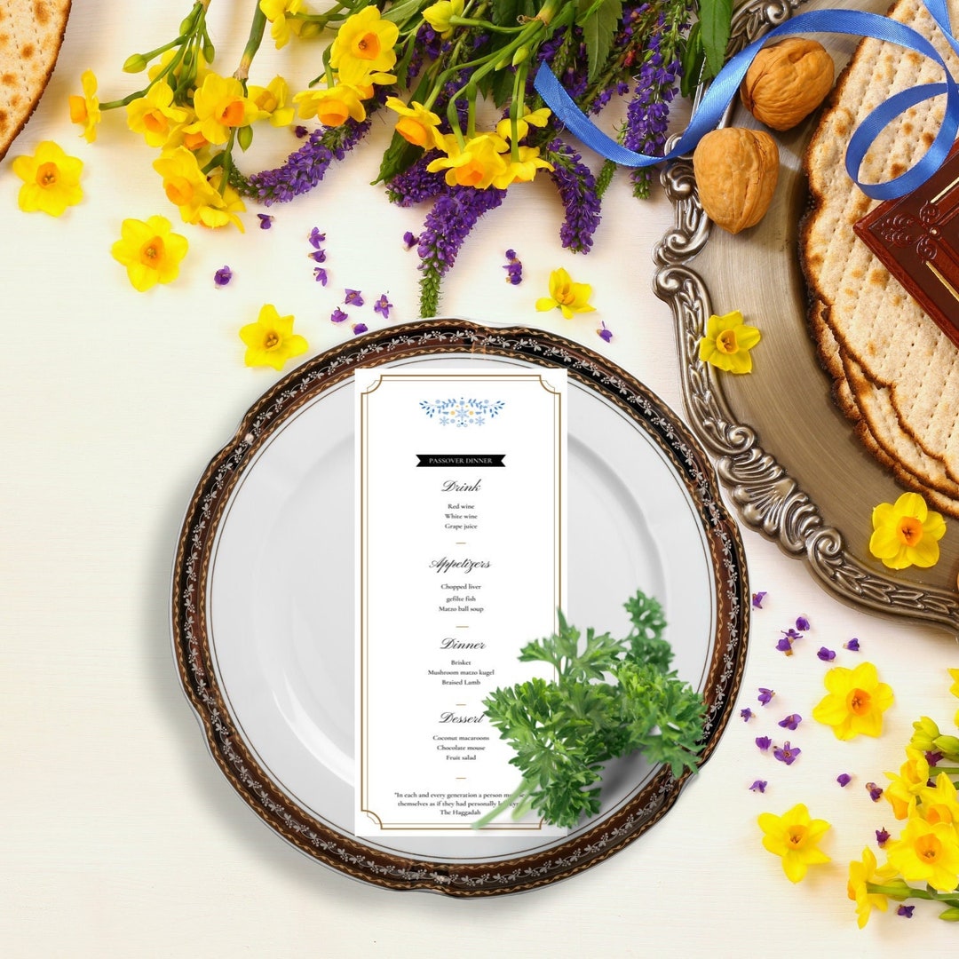 Printable Passover Seder Menu Template, Passover Menu, Modern Passover ...