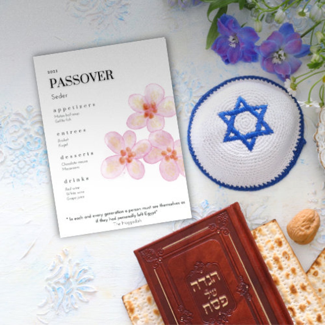 Printable Passover Seder Menu Template, Passover Menu, Modern Passover ...
