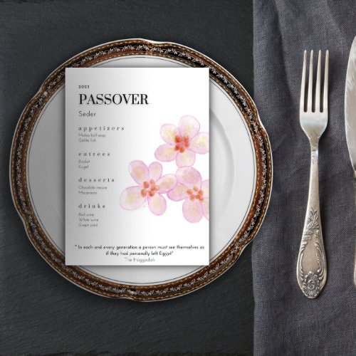 Printable Passover Seder Menu Template, Passover Menu, Modern Passover ...