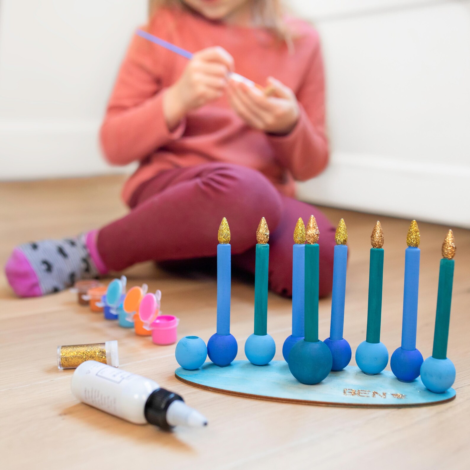 DIY Hanukkah Craft Kit. Kids Play Menorah. Wooden Menorah for Hanukkah ...