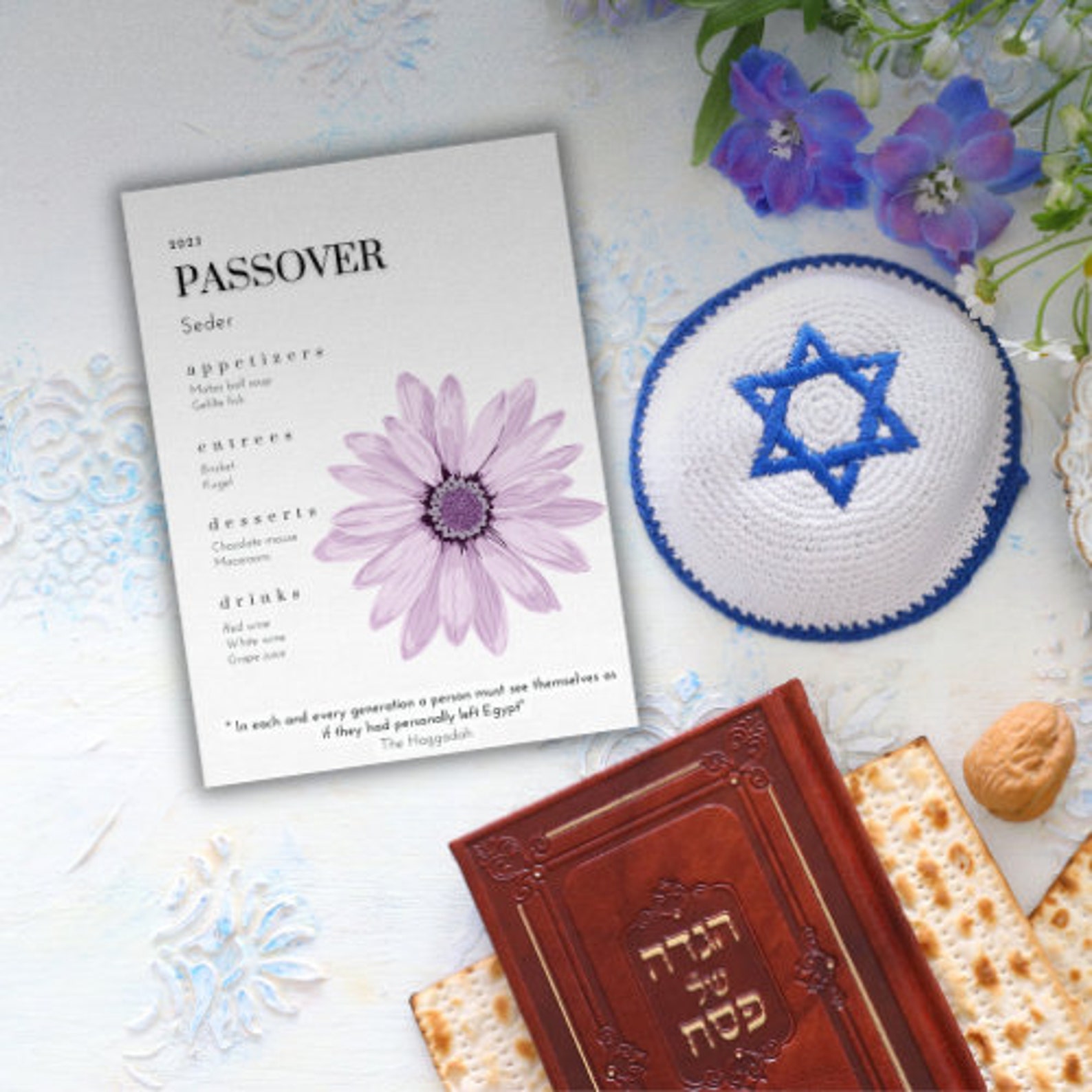 Printable Passover Seder Menu Template, Passover Menu, Modern Passover ...