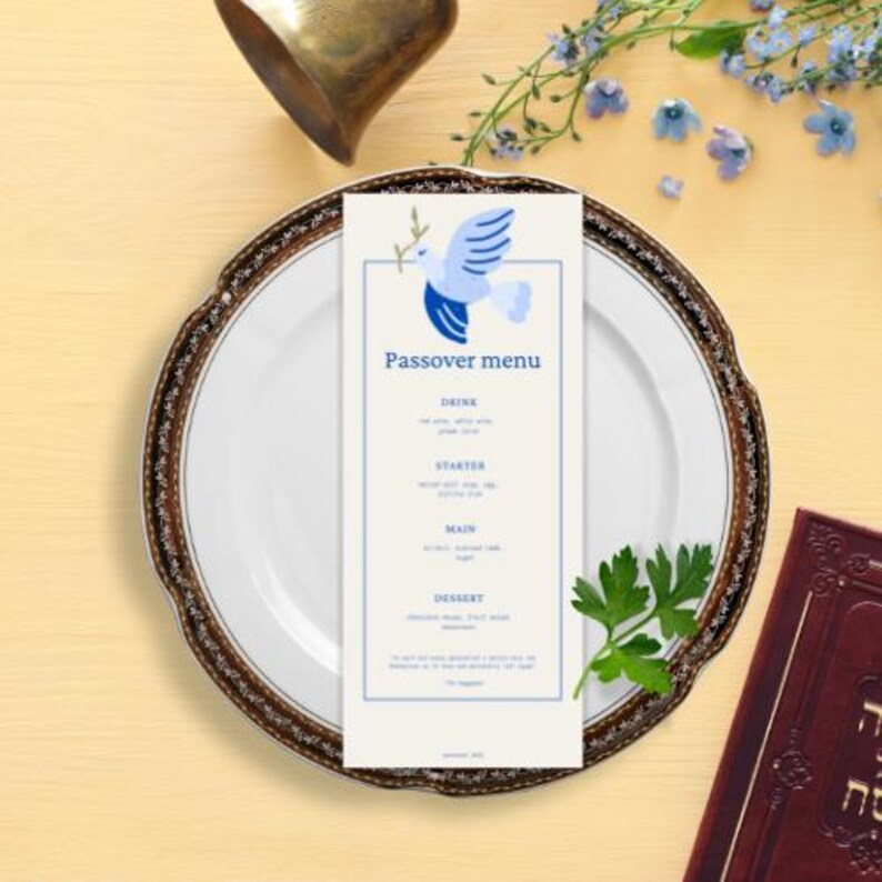 Printable Passover Seder Menu Template, Modern Passover Dinner Menu ...