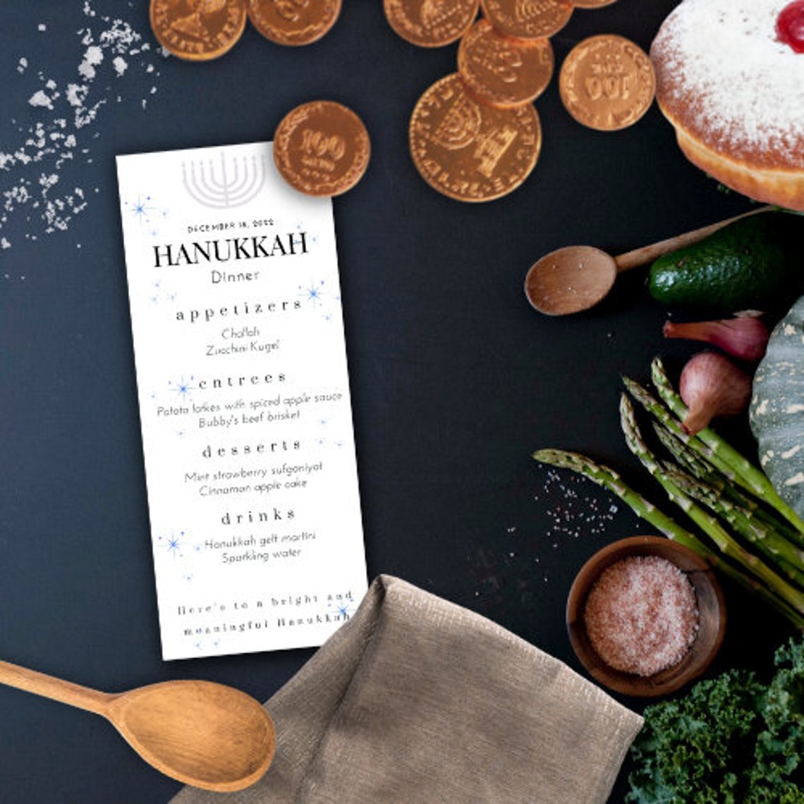 Hanukkah Menu Template. Chanukah Menu Template. Printable Hanukkah ...