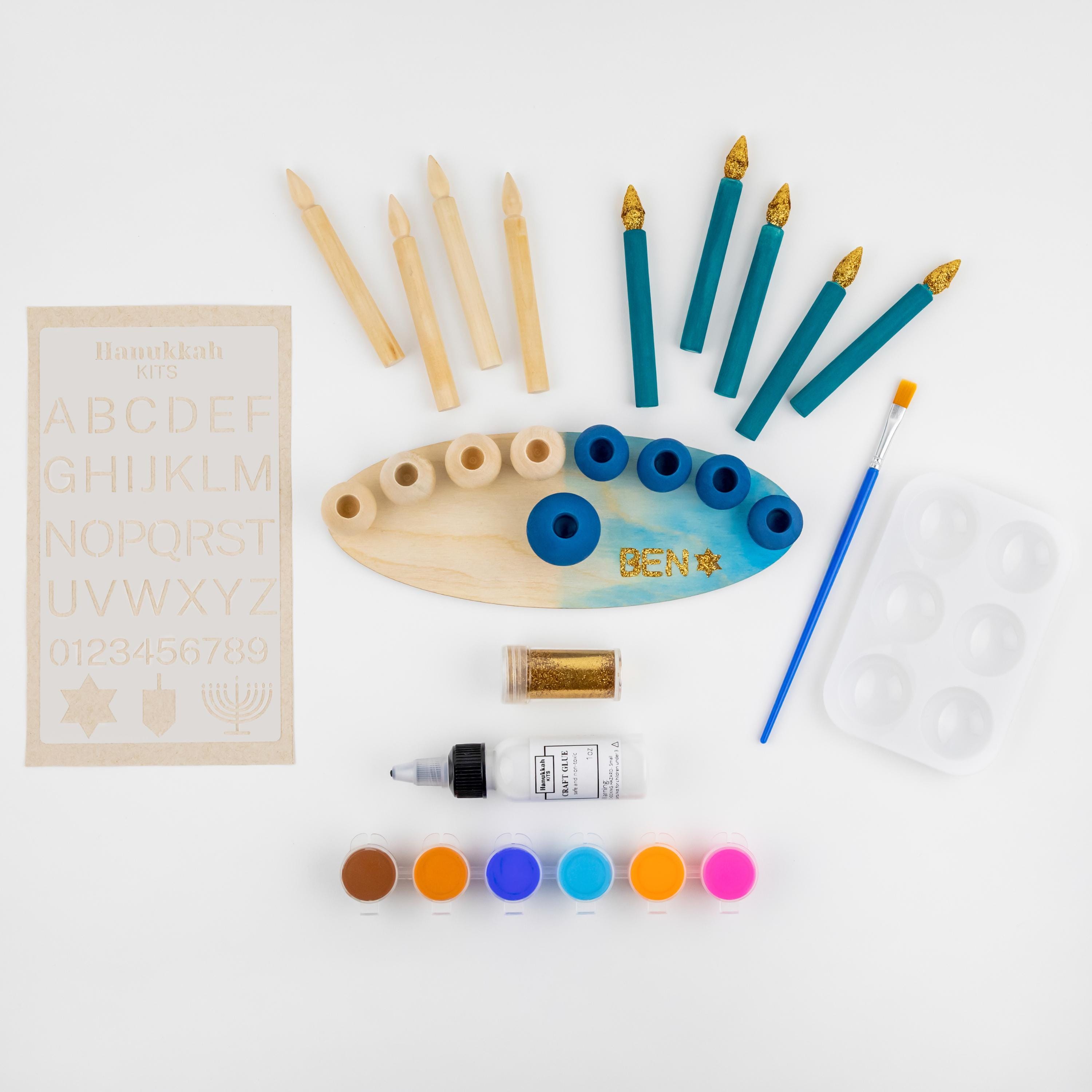 DIY Hanukkah Craft Kit. Kids Play Menorah. Wooden Menorah for Hanukkah ...