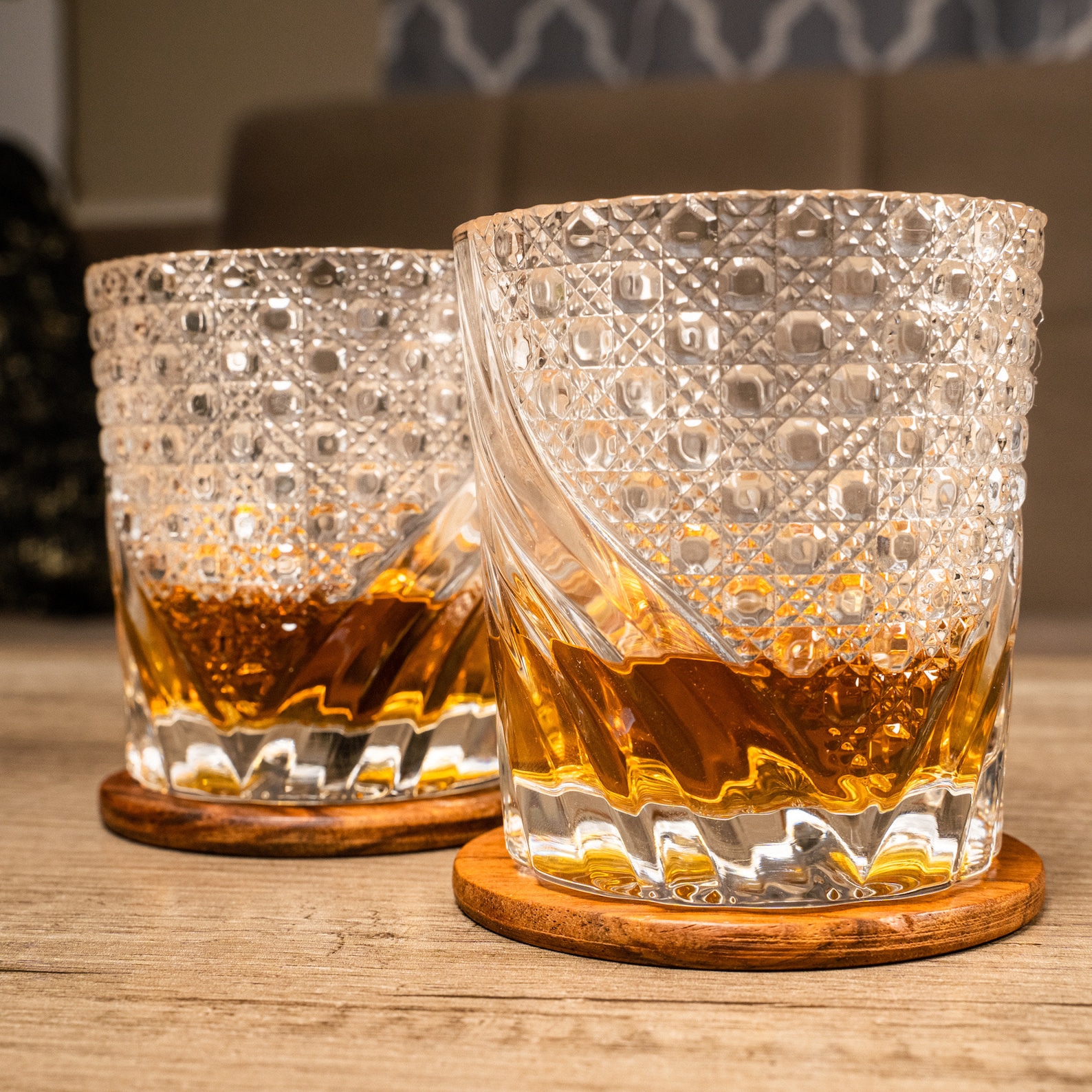 Old Fashioned Whiskey Glass Crystal Rocks Glasses - Lowball Tumbler for ...