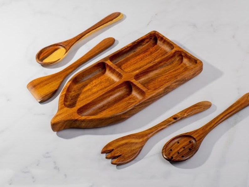 Set of 4 Decorative Hand Carved Kitchen Spoons Handmade by - Etsy