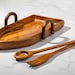Handmade Rowboat Serving Bowl With 2 Pair of Wood Serving Utensils ...