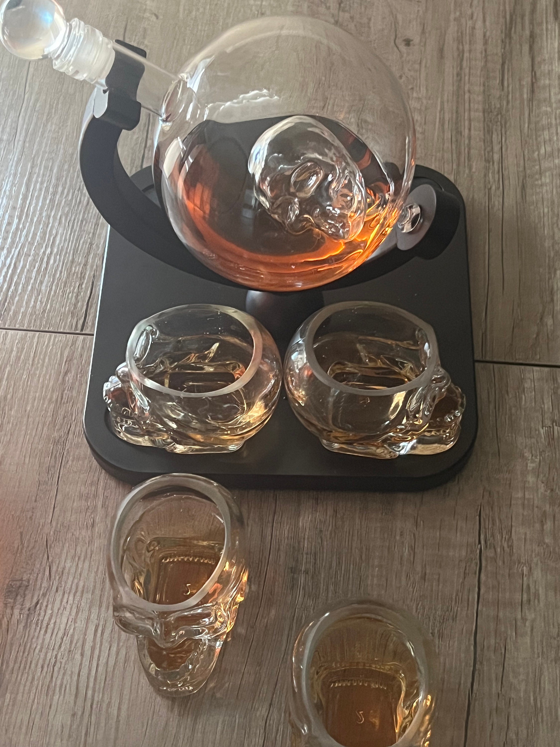 Skull Globe Glass Whiskey Decanter Set Wine and Whisky With 4 Skull ...