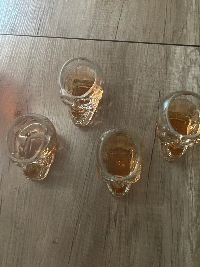 Skull Globe Whiskey Decanter Set, 4 Skull Shot Glasses, Halloween ...