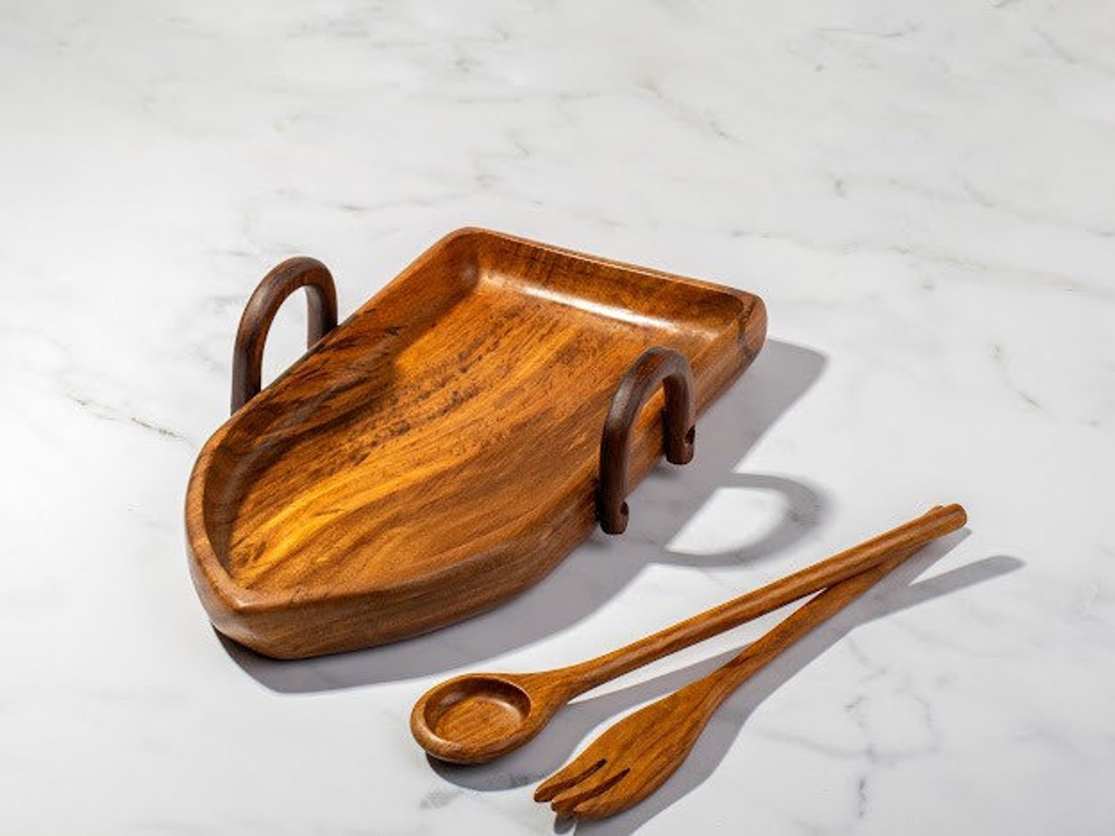 Handmade Rowboat Serving Bowl With 2 Pair of Wood Serving Utensils ...