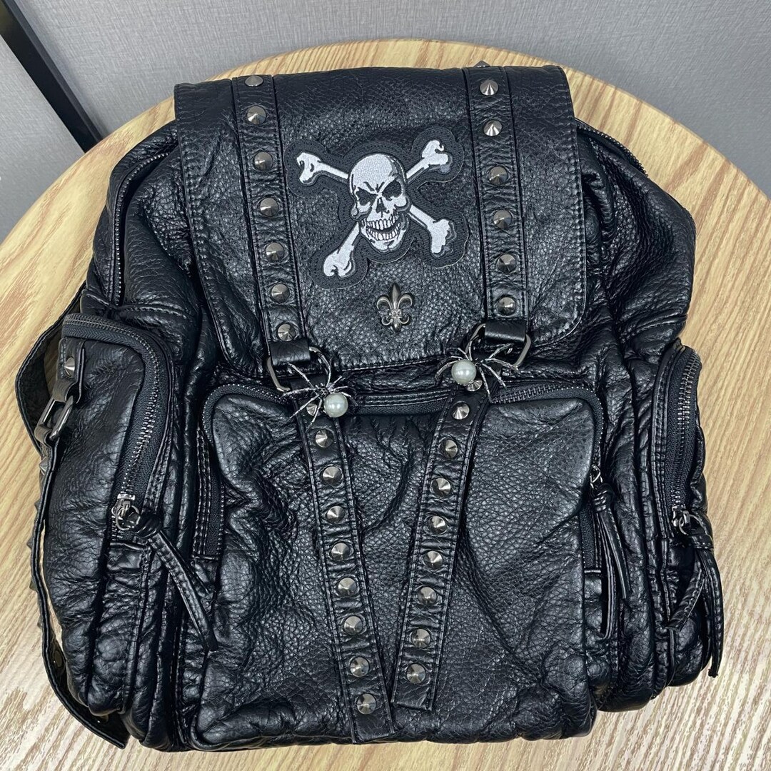 Modern Backpack,black Punk Rivet Chain School Bag,unisex Large Capacity ...