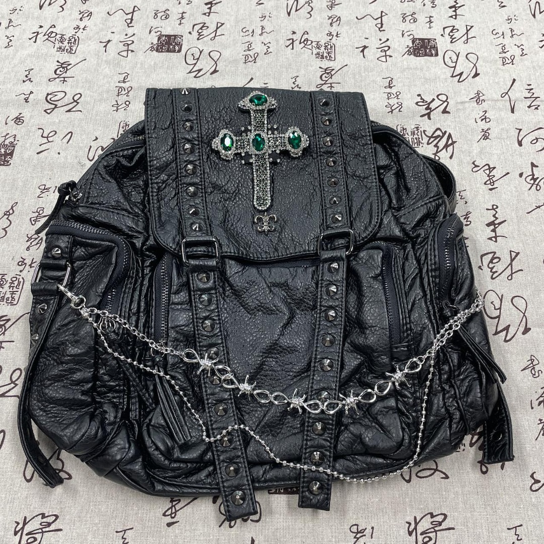 Punk Cross Design Unisex Large Capacity Punk Casual Backpack Perfect ...