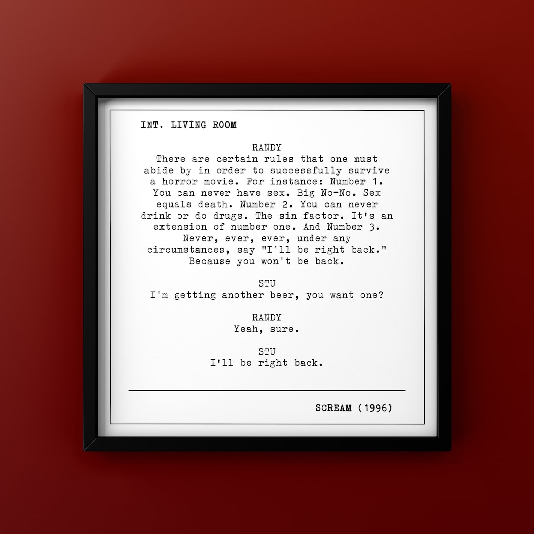 Rules to Survive a Horror Movie Print DIGITAL DOWNLOAD | Scream Movie ...