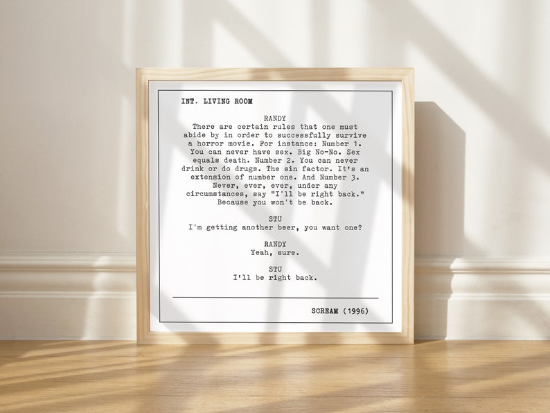 Rules to Survive a Horror Movie Print DIGITAL DOWNLOAD | Scream Movie ...
