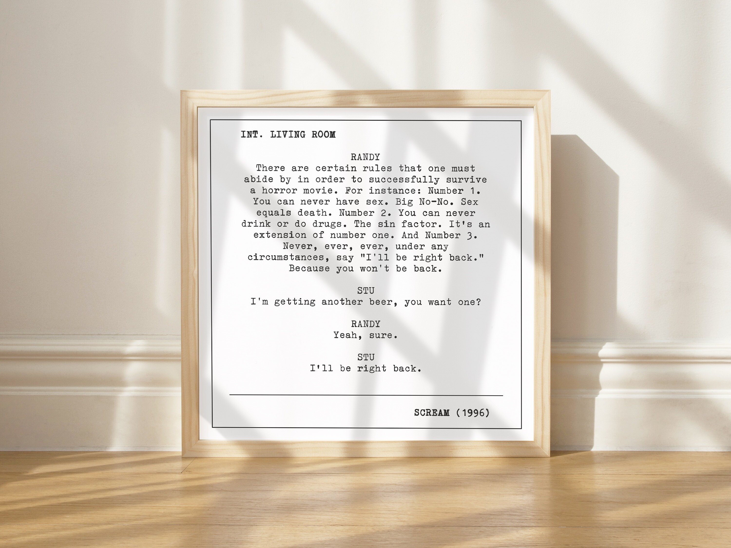 Rules to Survive a Horror Movie Print DIGITAL DOWNLOAD | Scream Movie ...