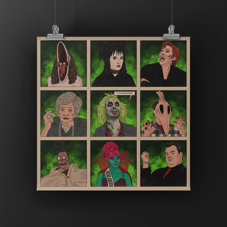 It‘s Showtime | Beetlejuice Characters Print | 80s Movie Poster | Tim ...