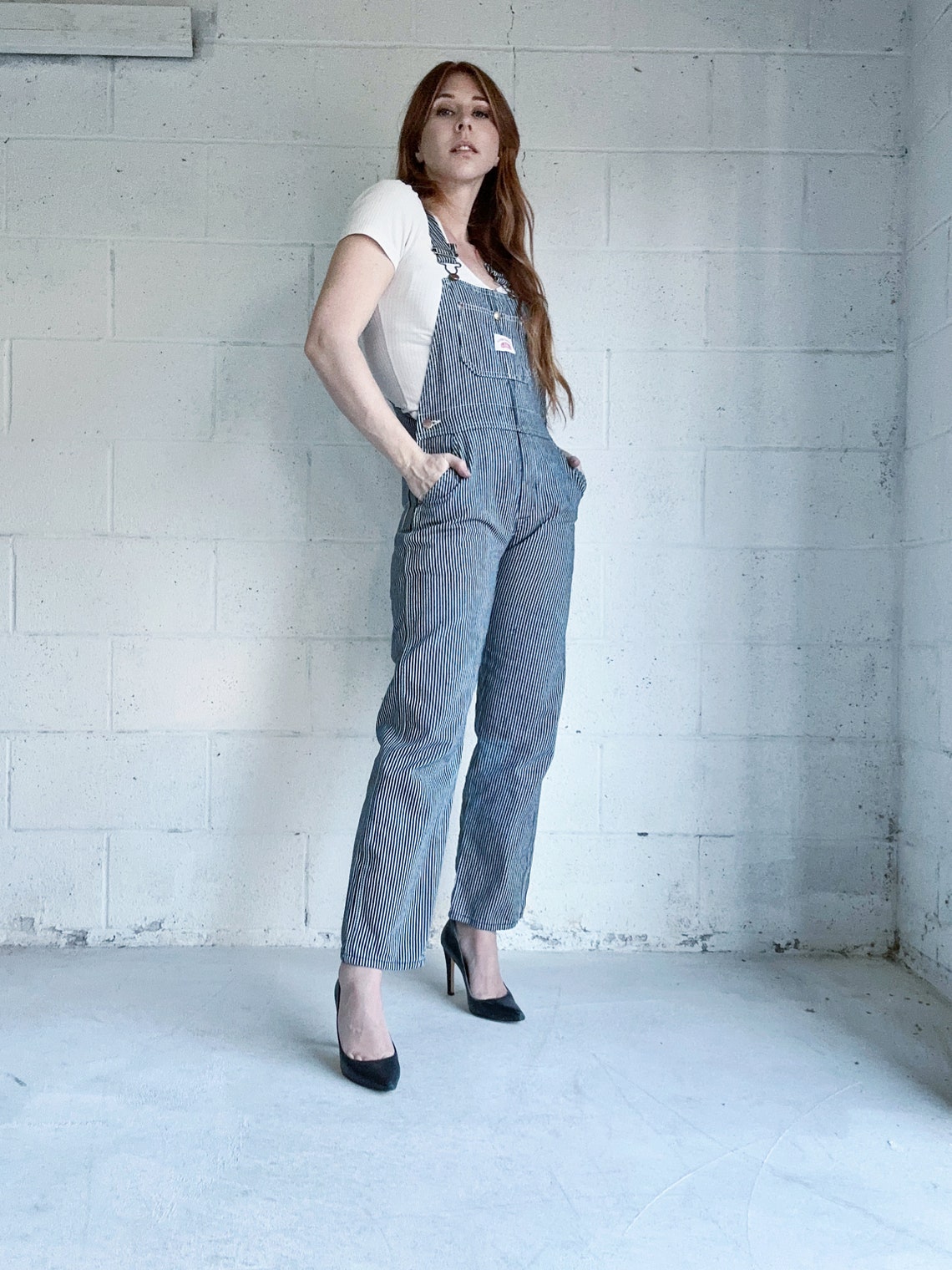 Vintage 90s Denim Overalls Stripped Fitted Cotton Denim Overalls Size ...