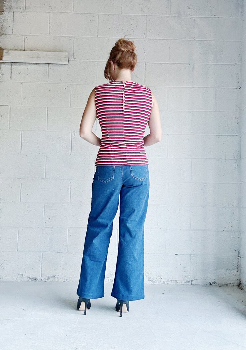 Vintage 60s Stripped Tank Top Preppy Retro Striped Knit Top Size: M - Etsy