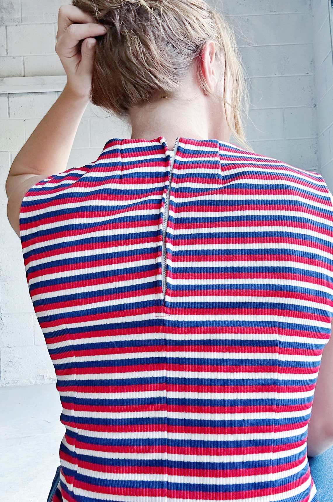 Vintage 60s Stripped Tank Top Preppy Retro Striped Knit Top Size: M - Etsy