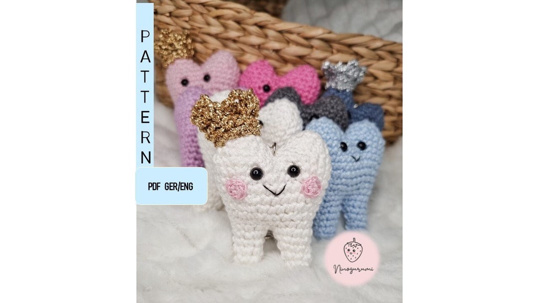 Tooth Keychain Crochet Instructions, Tooth Fairy With Crown ...