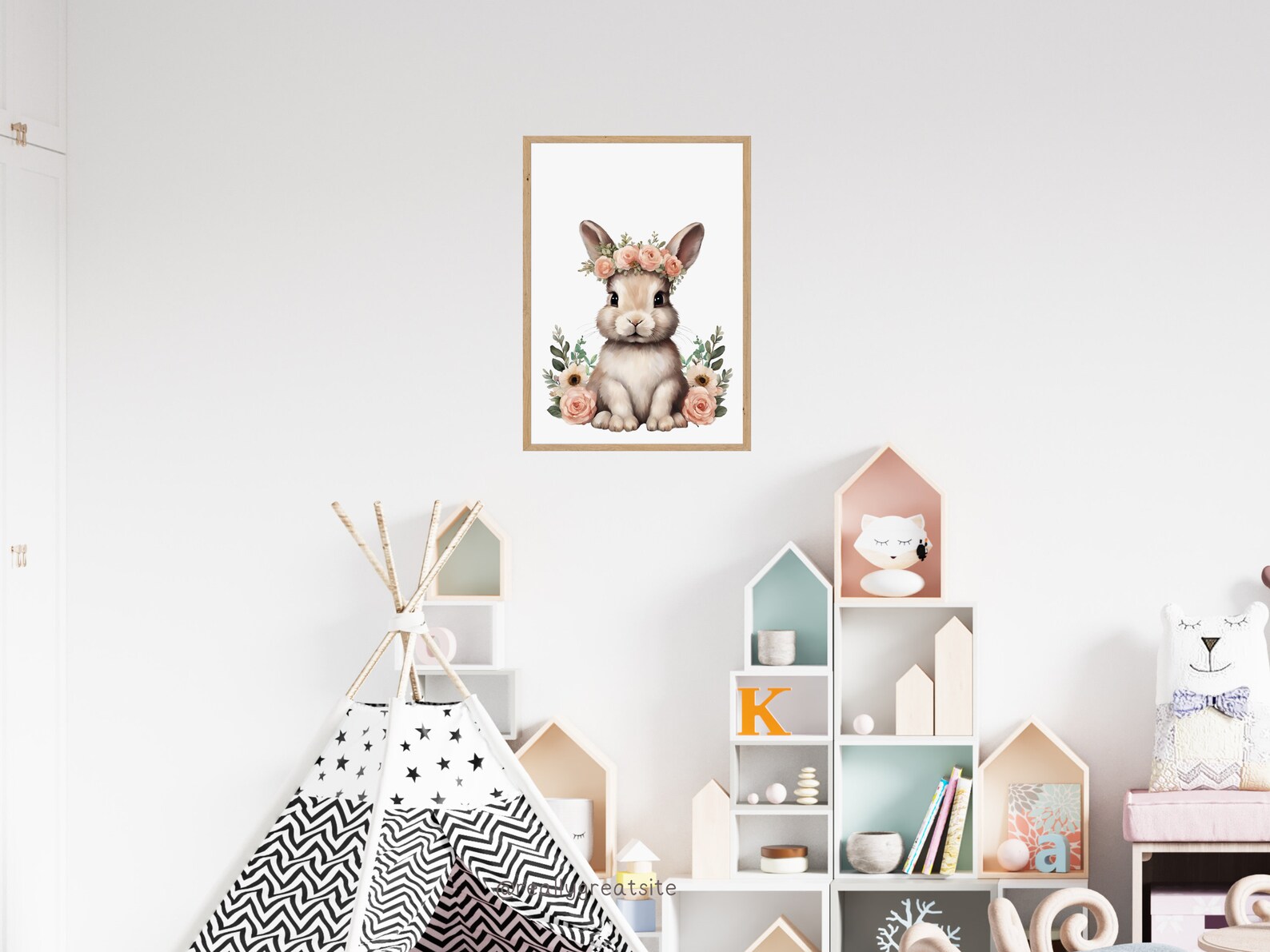 Baby Rabbit Printable Wall Art, Nursery Wall Decor, Baby Rabbit With ...