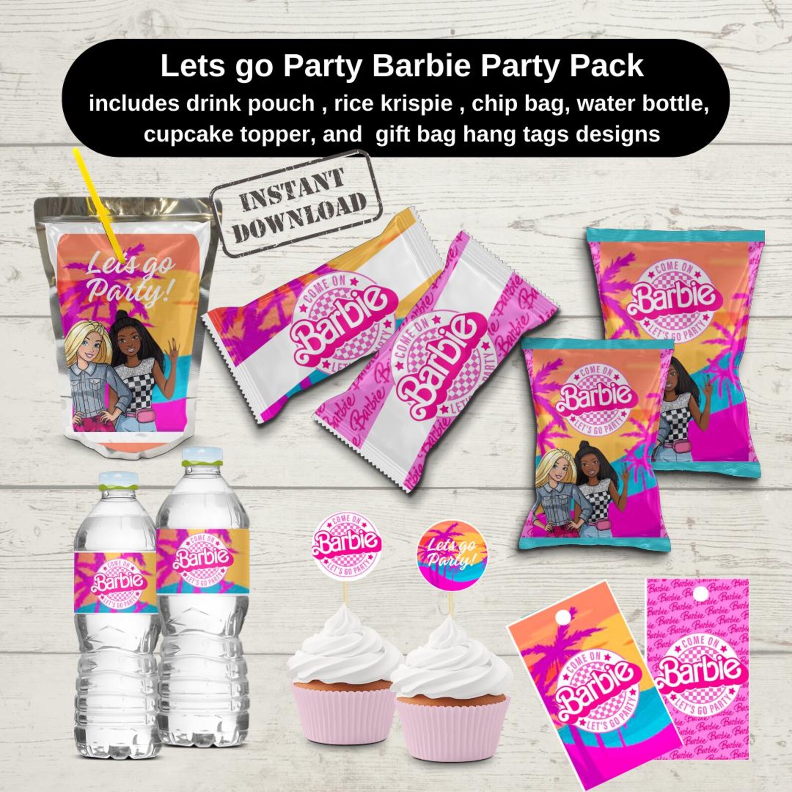 Lets Go Party Barbie Party Pack Chip Bag, Birthday Treat, Birthday ...