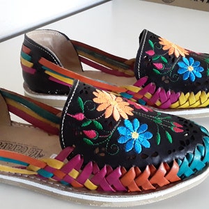 Authentic Mexican Huarache Sandals: Colorful Leather Boho Flats for ...