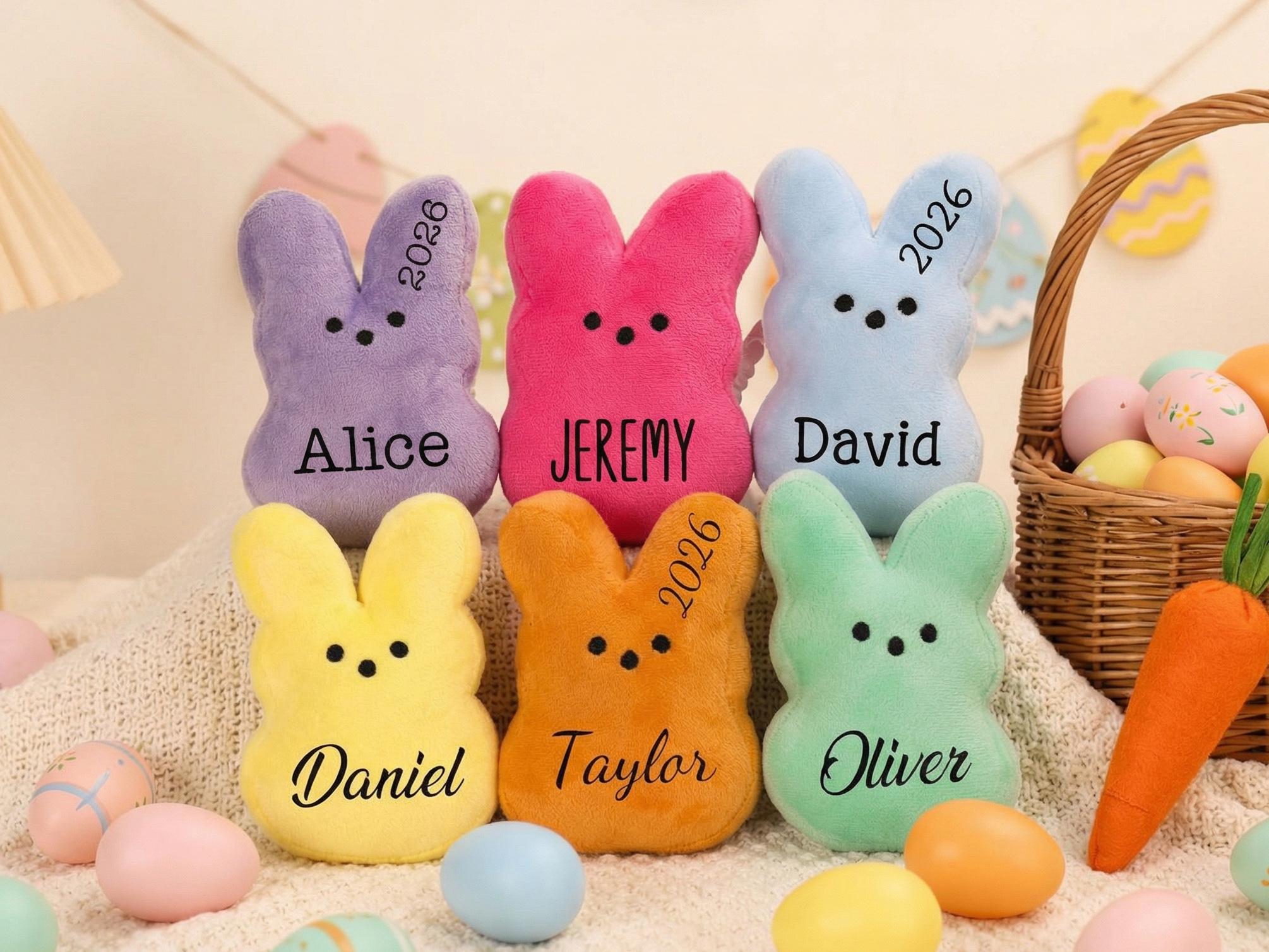 Personalized Peep Bunny Plush Custom Name Easter Rabbit Easter Basket ...