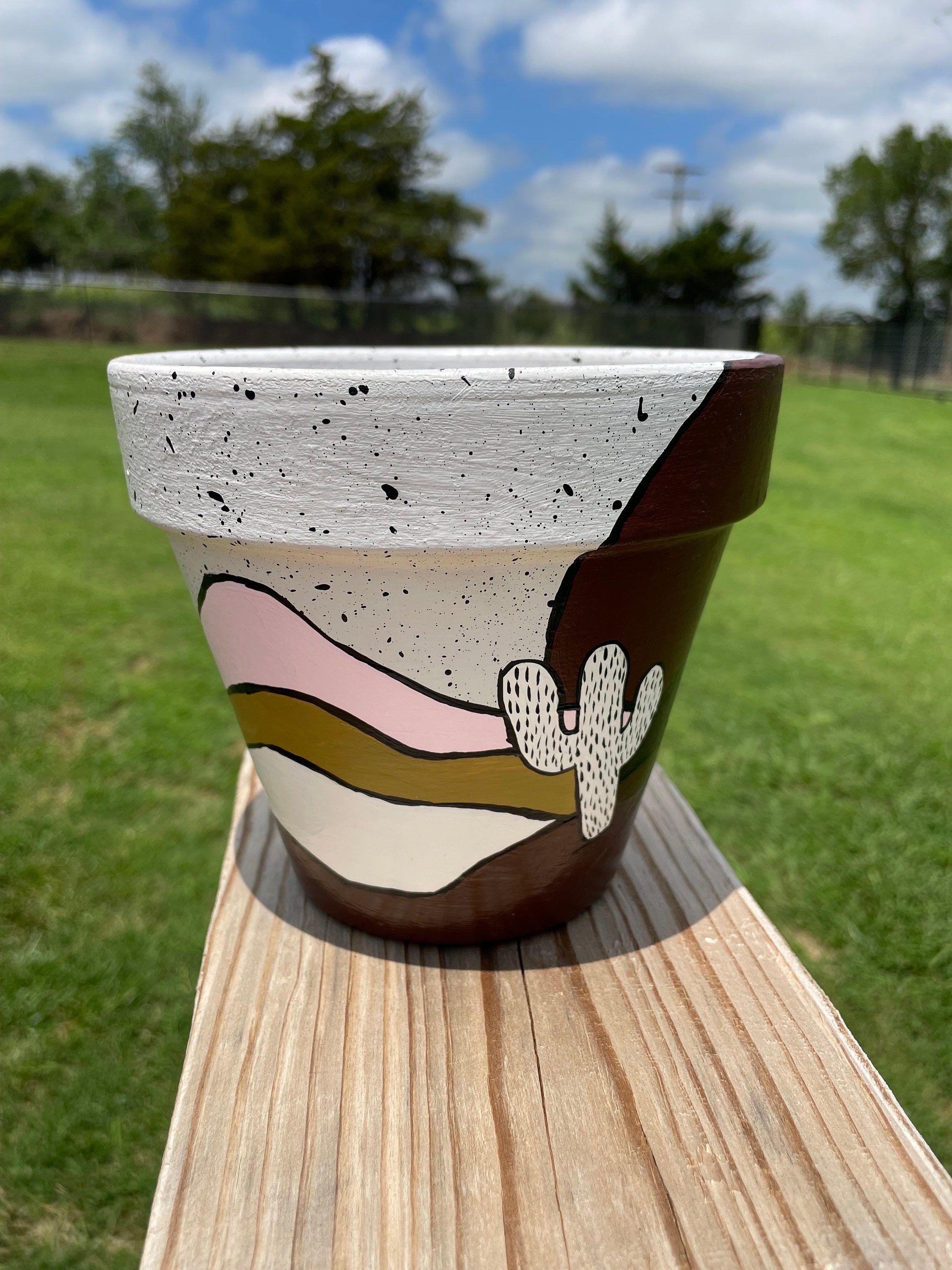 Cute 6 Inch Hand Painted Terra-cotta Flower Pot - Etsy