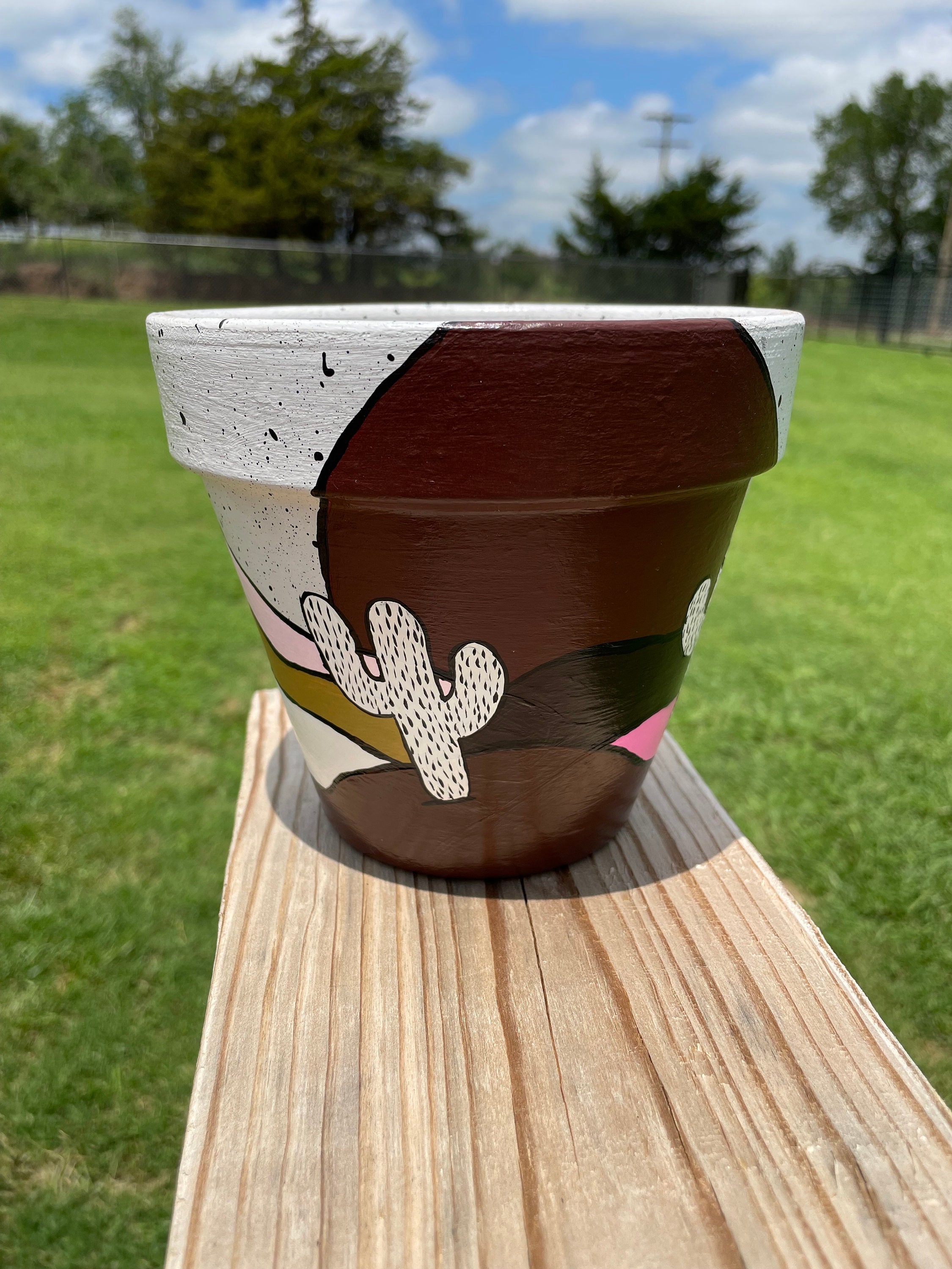 Cute 6 Inch Hand Painted Terra-cotta Flower Pot - Etsy