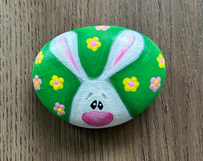Cute Bunny Rock, Bunny Painted Rock, Cute Painted Rabbit, Easter ...