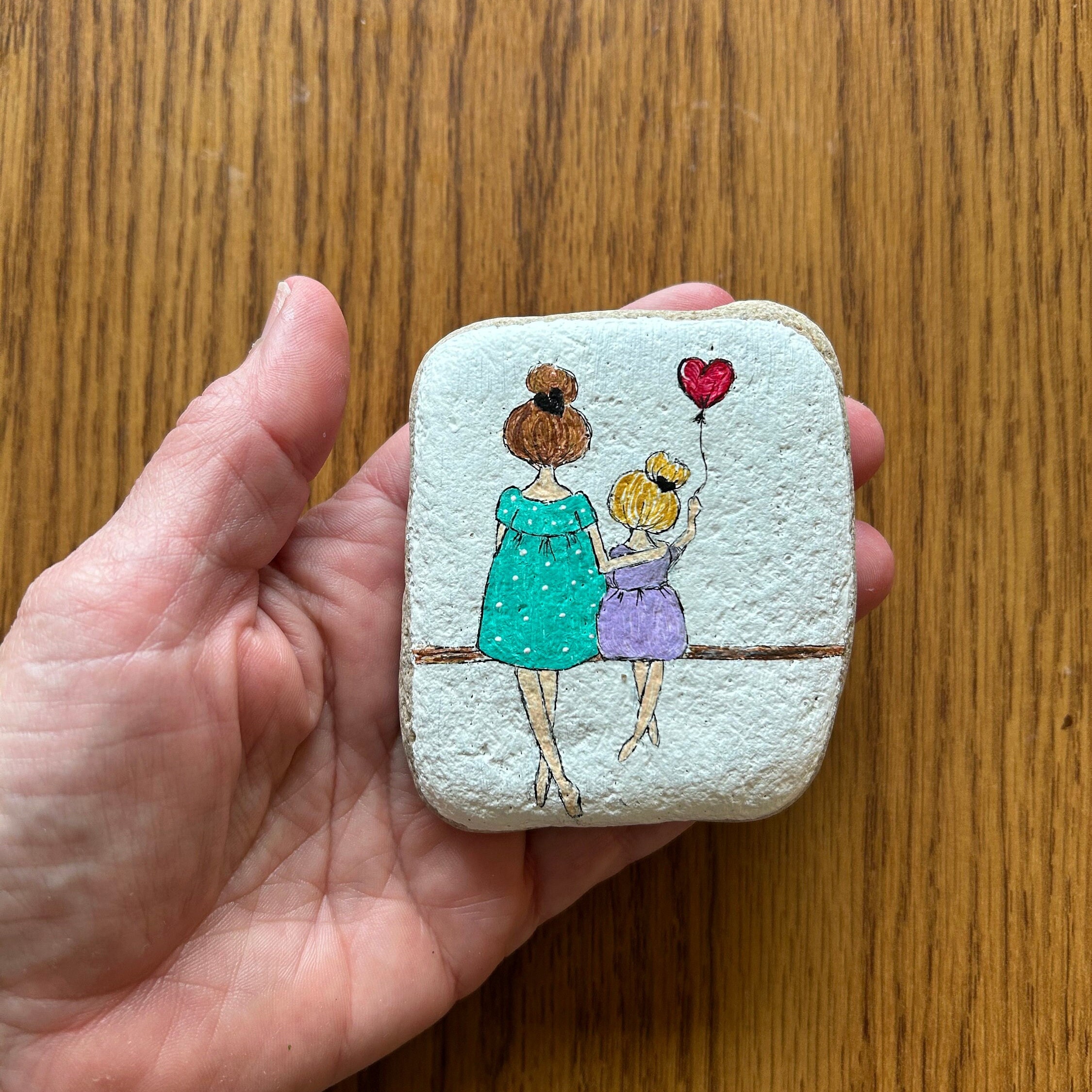 Mother Daughter Rock, Hand Painted Mother's Day Rock, Rock Art, Gift ...