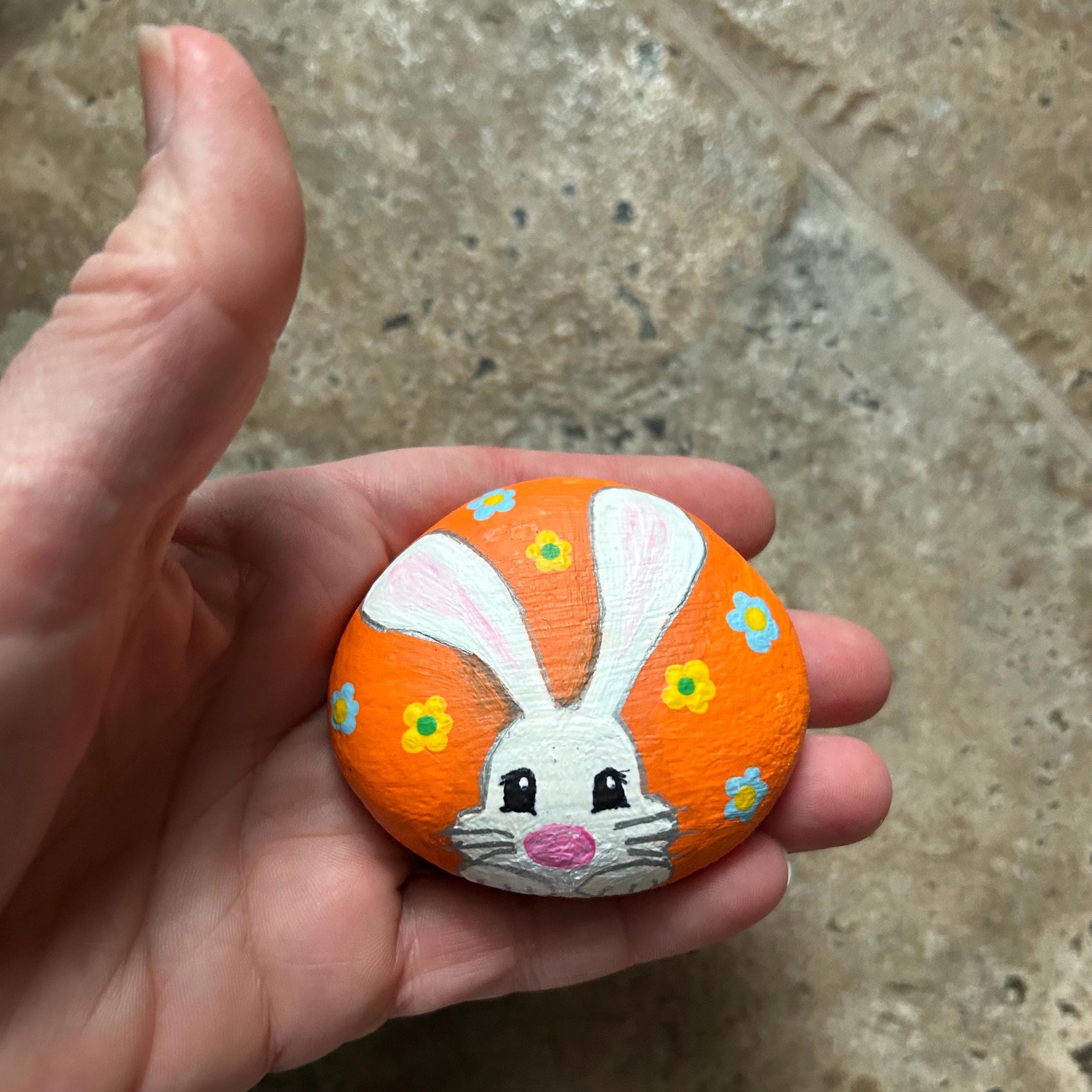 Bunny Painted Rock, Cute Painted Rabbit, Easter Painted Rocks, Rabbit ...