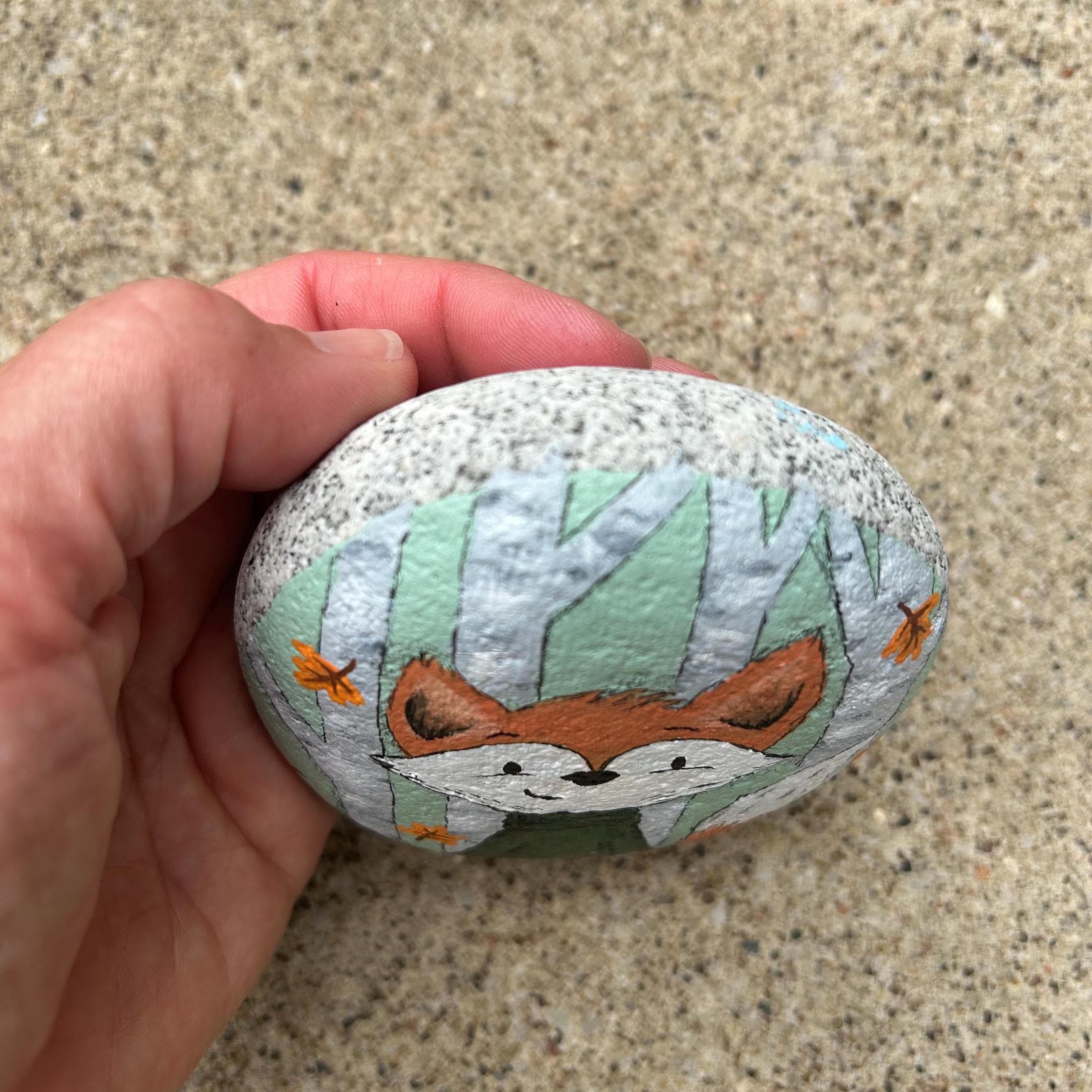 Fox Hand Painted Rock, Doorstop Rock, Painted Fox, Animal Painted Rock ...