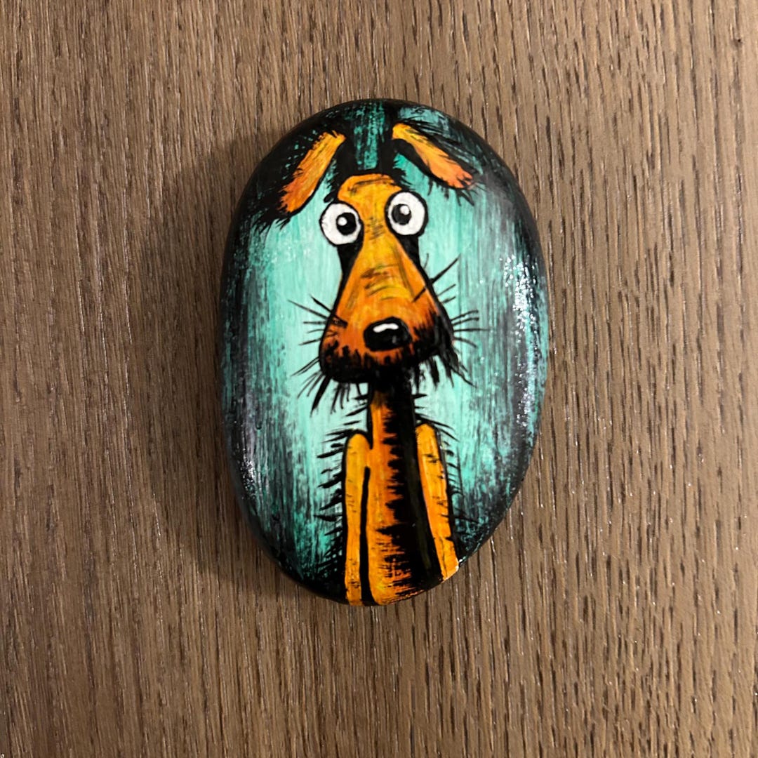 Silly Dog Painted Rock, Hand Painted Dog, Funny Dog Painting, Rock Art ...