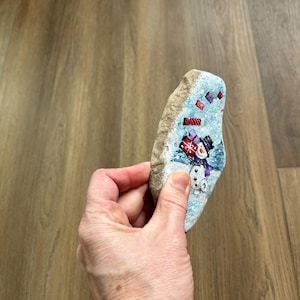 Painted Snowman, Snowman Rock, Hand Painted Rock, Rock Art, Acrylic ...