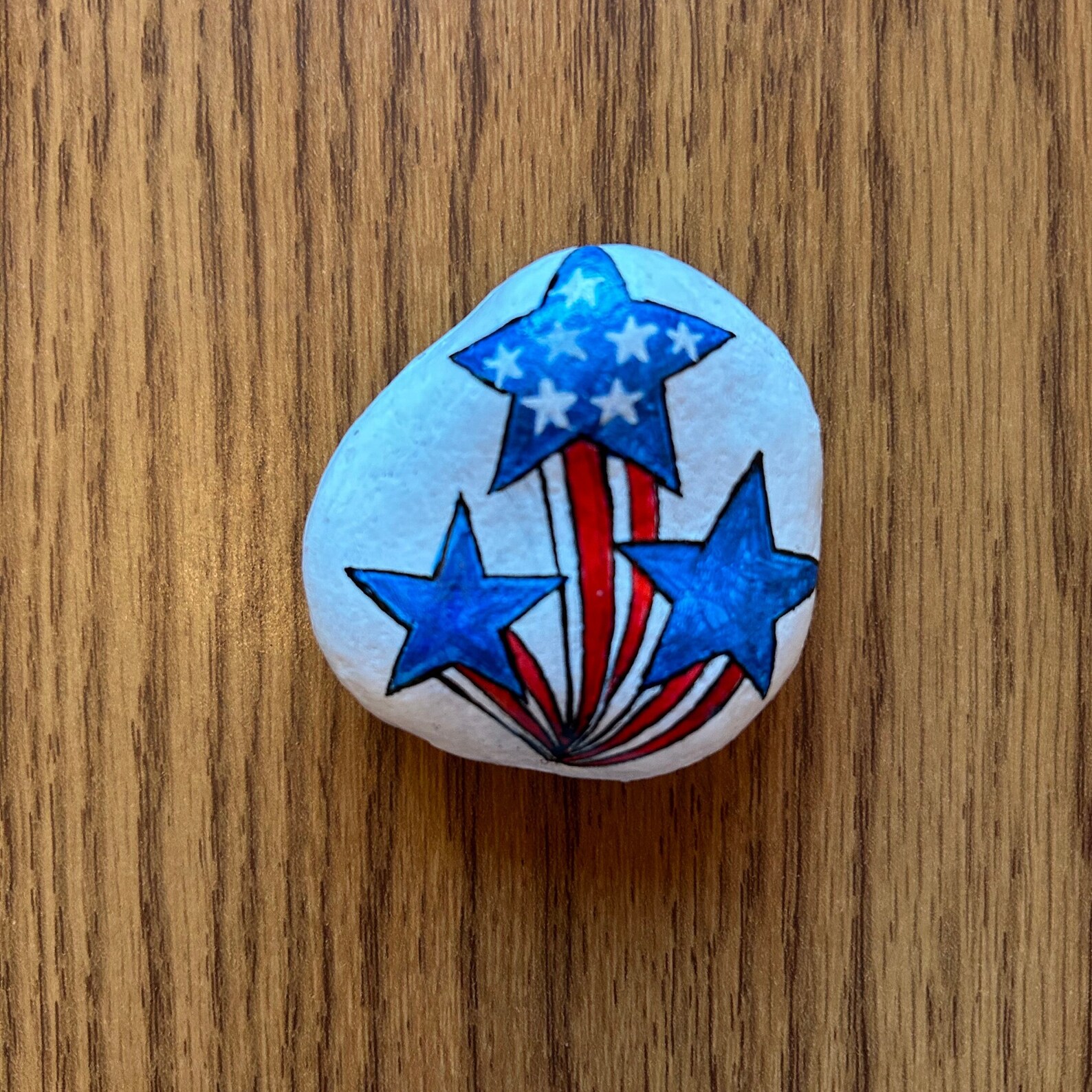 Set of 2 Patriotic Hand Painted Rocks, 4th of July Rocks, Red White and ...