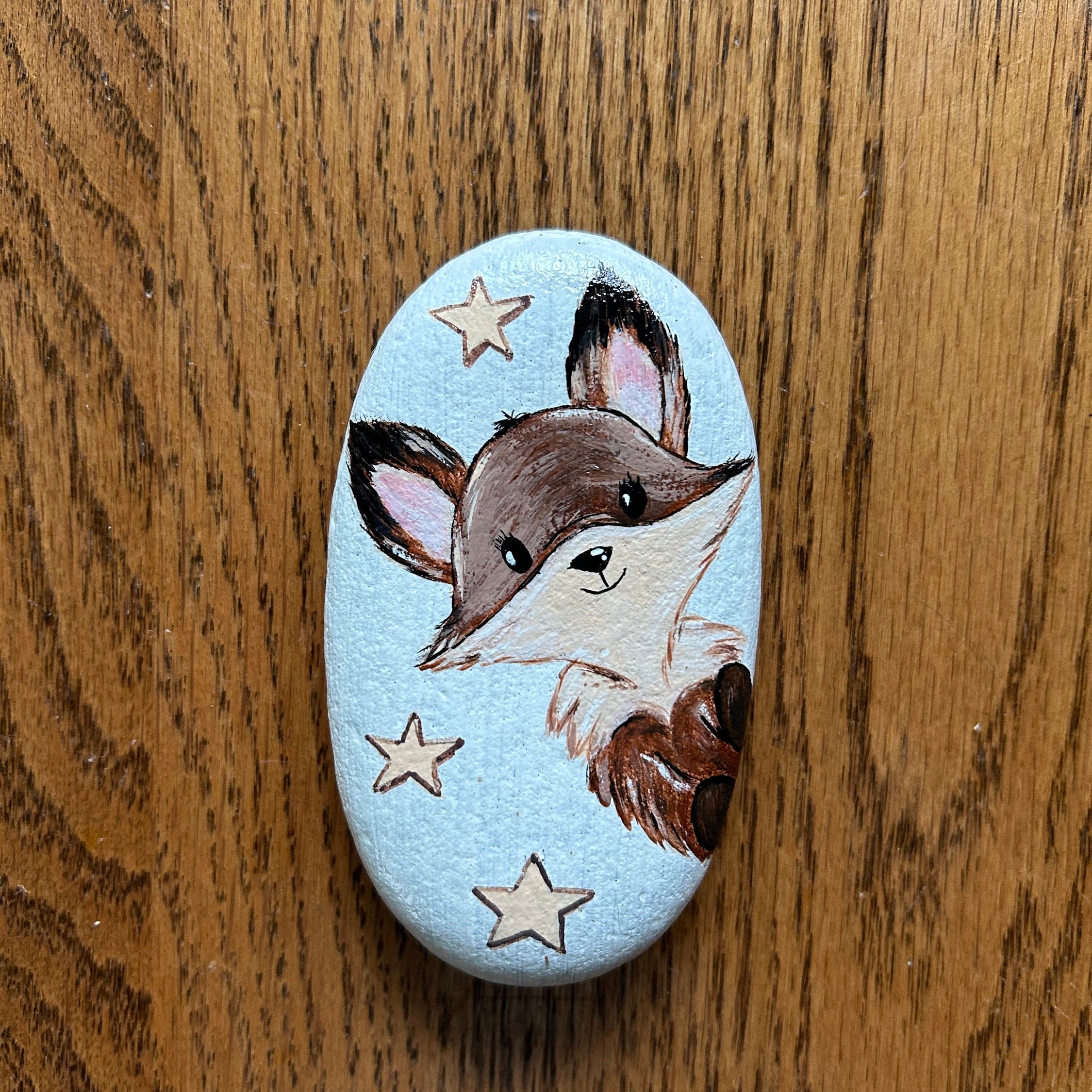 Cute Hand Painted Rock, Fox Painted Rock, Rock Art, Hand Painted Animal ...