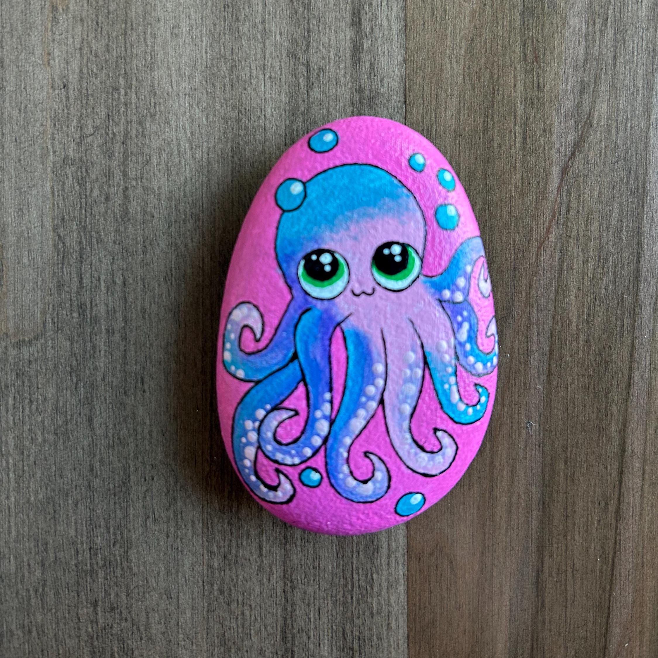 Cute Octopus Rock, Hand Painted Octopus, Rock Art, Octopus Painting ...