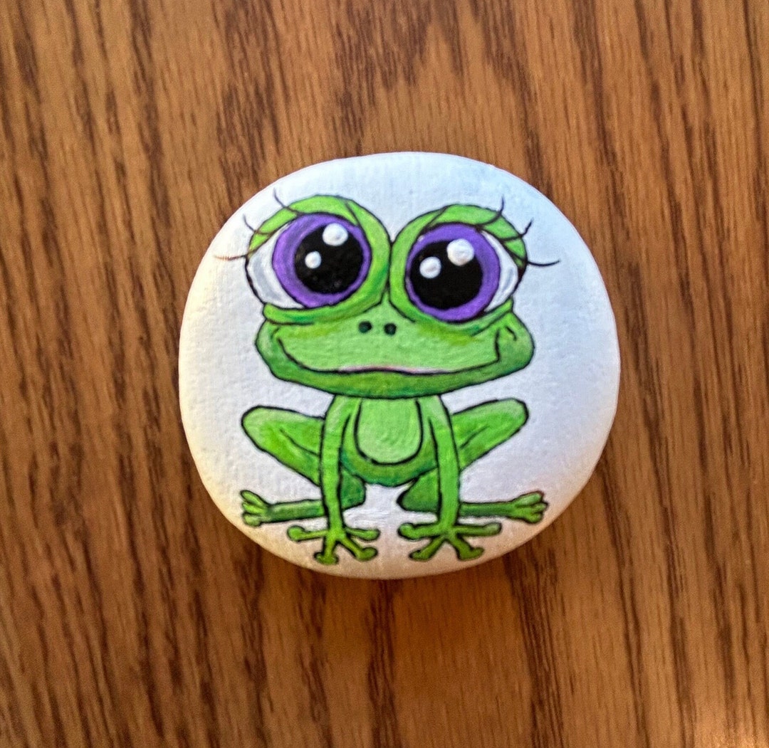 Frog Hand Painted Rock, Frog Stone, Cute Frog Gift, Painted Frog ...